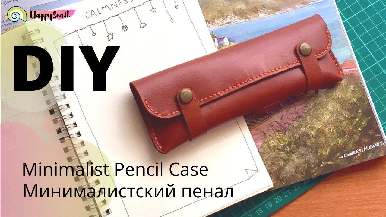 Minimalist Leather Pencil Case pattern, PDF template for pen holder, g ...